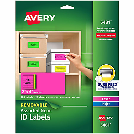 Avery Removable LaserInkjet Organization Labels 6481 2 x 4 Assorted ...