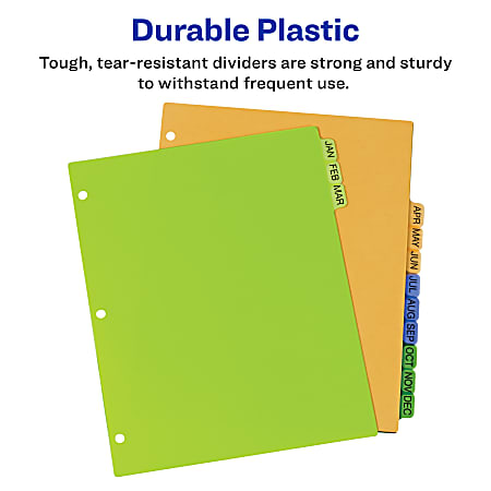 Avery Preprinted Tab Plastic Dividers 8 12 x 11 Jan Dec Tabs Multicolor ...