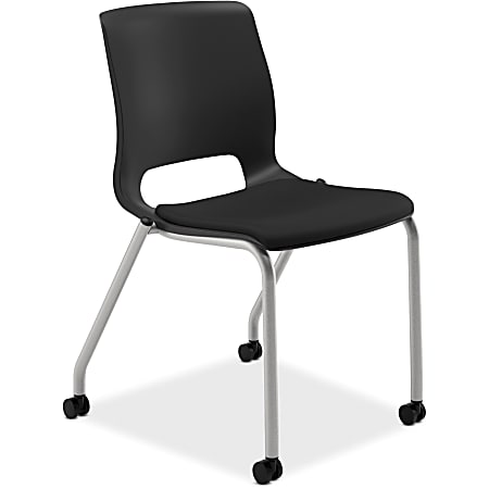 HON Motivate Stacking Chair With Casters Padded Seat Onyx Set Of 2 ...