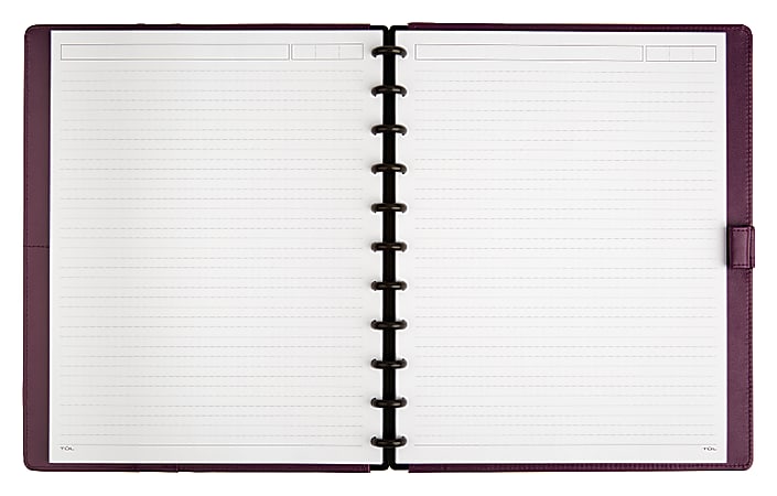 TUL® Discbound Notebook, Letter Size, Leather Cover, Narrow Ruled, 60 ...
