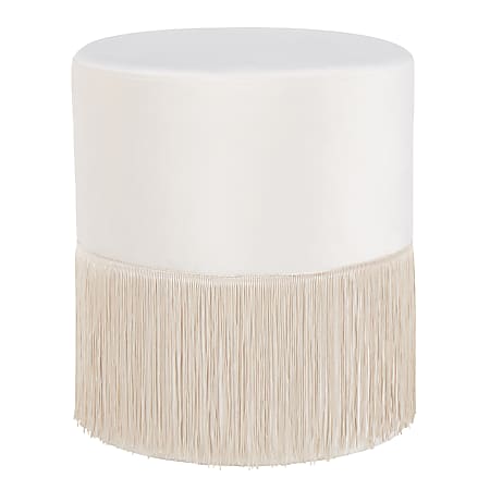 LumiSource Fringe Ottoman Cream - Office Depot
