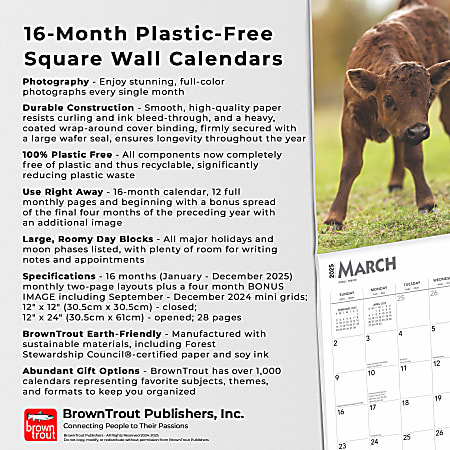 2025 BrownTrout Baby Moo Moos Monthly Plastic Free Square Wall Calendar ...