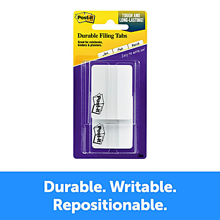 Post it Durable Tabs 2 in. x 1.5 in. Pack of 50 Tabs White - Office Depot