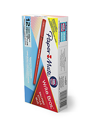 Paper Mate Ballpoint Stick Pens Medium Point 1.0 mm Red Barrel Red Ink ...