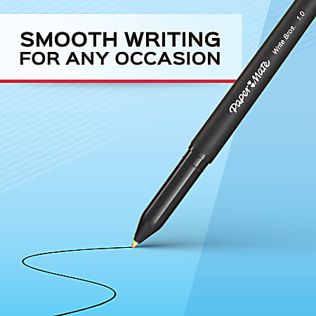 Paper Mate Ballpoint Stick Pens Medium Point 1.0 mm Black Barrel Black ...