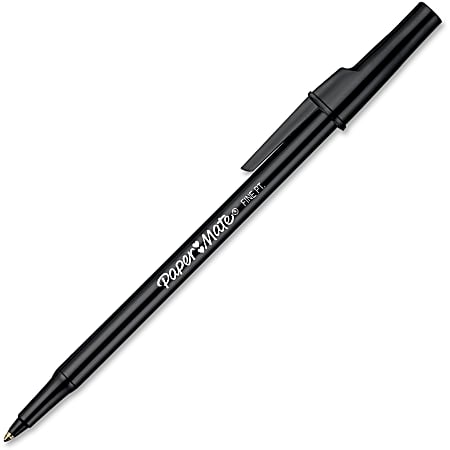 Paper Mate Ballpoint Stick Pens Fine Point 0.8 mm Black Barrel Black ...