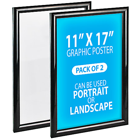 Azar Displays Wall Mount Snap Plastic VerticalHorizontal Poster Frames 11 H x 17 W x 34 D Black ...