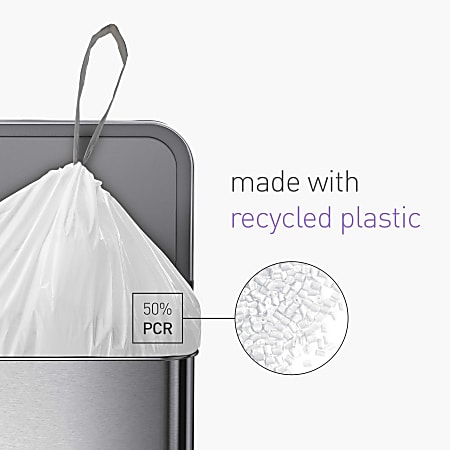 simplehuman Custom Fit Can Liners 16 Gallon 50percent Recycled White ...