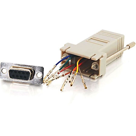 C2G RJ45 to DB9 Female Modular Adapter Gray 1 Pack 1 x RJ 45 Female 1 x 9 pin DB 9 Female Gray ...