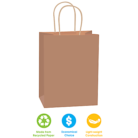 Partners Brand Paper Shopping Bags 10 14 H x 8 W x 4 12 D Kraft Case Of ...