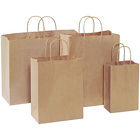 Partners Brand Paper Shopping Bags 10 14 H x 8 W x 4 12 D Kraft Case Of ...