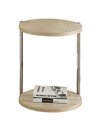 Monarch Specialties Circular Accent Table with Shelf NaturalChrome ...