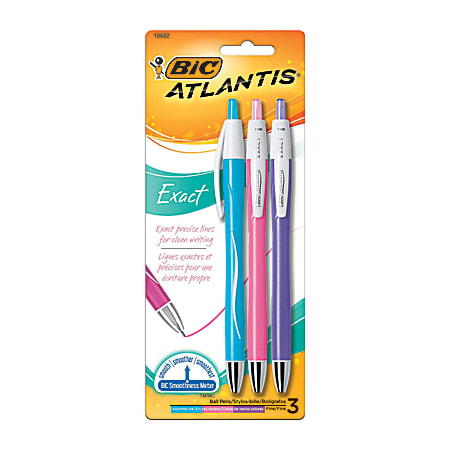 BIC Glide Exact Retractable Ballpoint Pens Fine Point 0.7 mm Assorted ...
