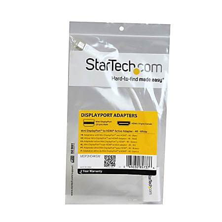 StarTech.com Mini DisplayPort To HDMI 4K AudioVideo Converter White ...