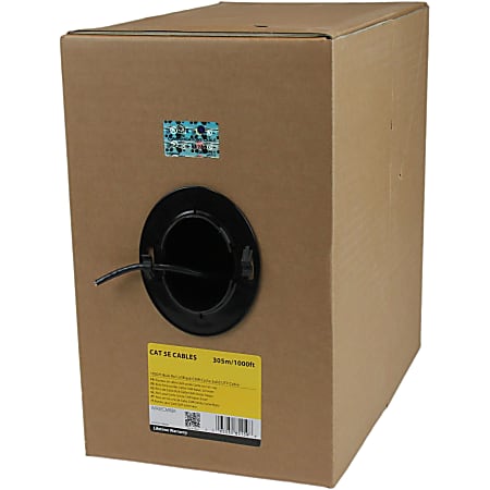 StarTech.com 1000 ft Bulk Roll of Black CMR Cat5e Solid UTP Riser Cable ...