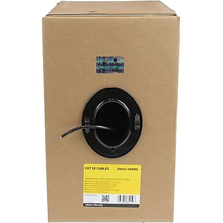 StarTech.com 1000 ft Bulk Roll of Black CMR Cat5e Solid UTP Riser Cable ...