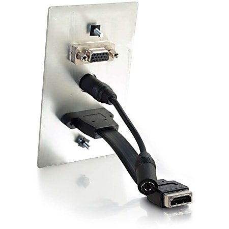 C2G HDMI VGA 3.5mm Pass Through Wall Plate Single Gang 1 gang Aluminum ...