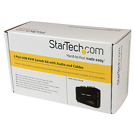 StarTech.com 2 Port Black USB KVM Switch Kit with Audio and Cables ...