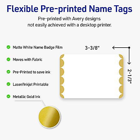 Avery Printable Adhesive Name Badges With Preprinted Designs Rectangle ...