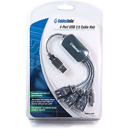 C2G 11in 4 Port USB Splitter 3 USB A Ports and 1 USB Mini B Plug USB 2. ...