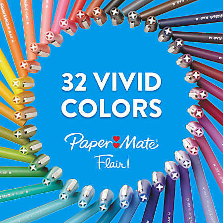Paper Mate Flair Porous Point Pens Medium Point 0.7 mm Black Barrel ...
