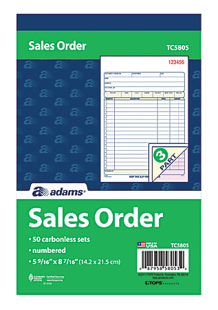 Adams Carbonless 3 Part Sales Book 5 916 x 8 716 Pack Of 50 Sets ...