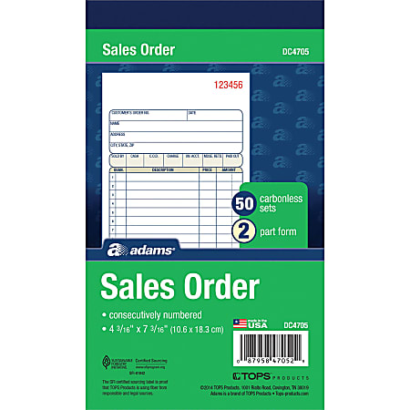 Adams Carbonless 2 Part Sales Book 4 316 x 7 316 Pack Of 50 Sets ...