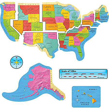 Set Bulletin Board United States Map 9 MI - Office Depot