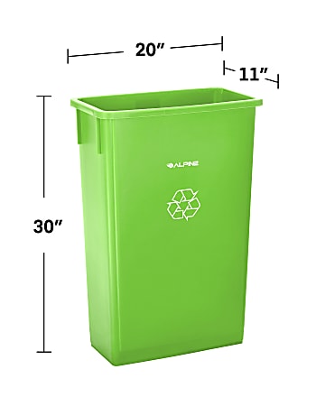 Alpine Rectangular Polypropylene Slim Trash Cans 23 Gallons Lime Green ...