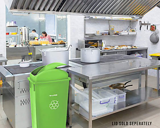Alpine Rectangular Polypropylene Slim Trash Cans 23 Gallons Lime Green ...