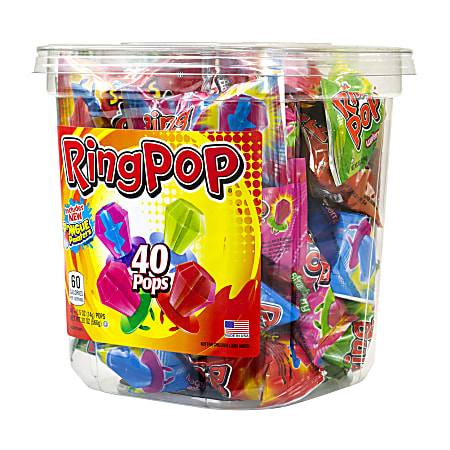 Ring Pop Candy 0.5 Oz Assorted Flavors Pack Of 40 - Office Depot