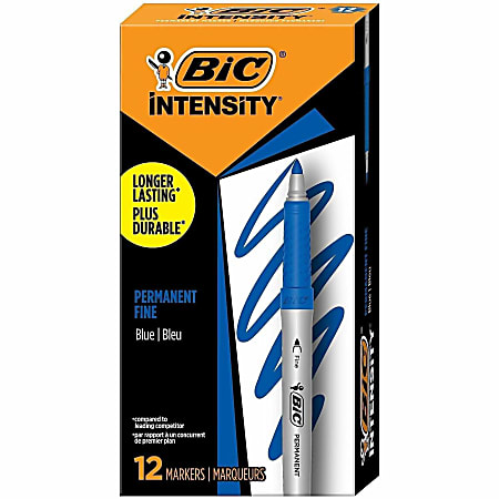 BIC Mark It Fine Point Permanent Markers Fine Point Silver Barrel Blue ...