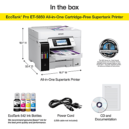 Epson EcoTank Pro ET 5850 SuperTank Wireless Inkjet All In One Color ...