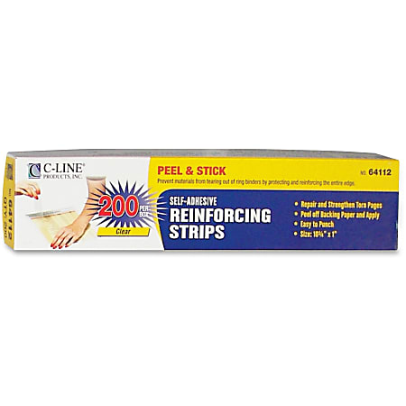 C Line Self Adhesive Reinforcing Strips CLI64112 10 34 x 1 Clear Box Of ...