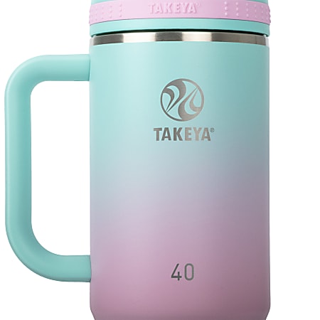 Takeya Fixed Handle Straw Tumbler 40 Oz Ombre Dream - Office Depot