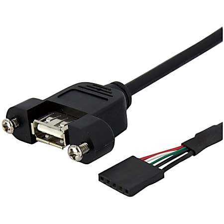StarTech.com 1 ft Panel Mount USB Cable USB A to Motherboard Header ...