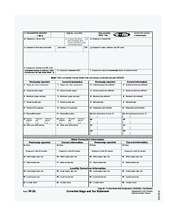 W 2C Special Format Laser Cut Sheet 50 SHEETSPK LW2CB B Employees Federal Copy B - Office Depot