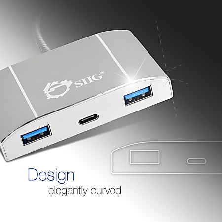 SIIG USB C to 4 Port USB 3.0 Hub with PD Charging 3A1C USB Type C ...