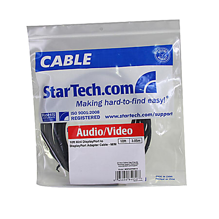StarTech.com Mini DisplayPort To DisplayPort 1.2 Adapter Cable 10 ...
