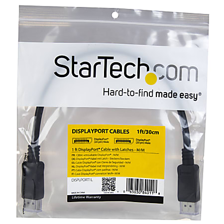 StarTech.com Short DisplayPort 1.2 Cable With Latches 1 - Office Depot