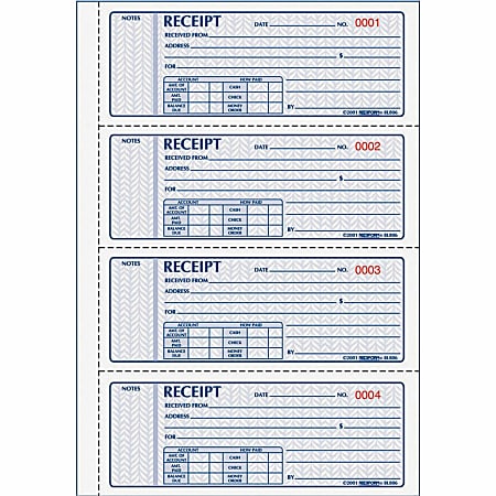 Rediform 3 pt Carbonless Money Receipt Book 100 Sheets Book Bound 3 ...