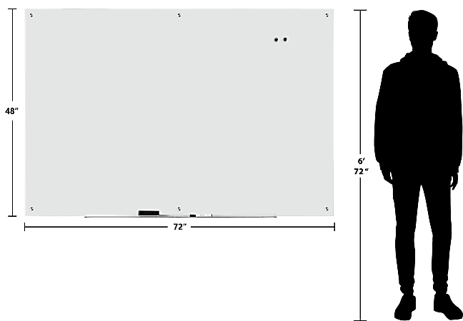 WorkPro Magnetic Glass Unframed Dry Erase Whiteboard 72 x 48 White ...