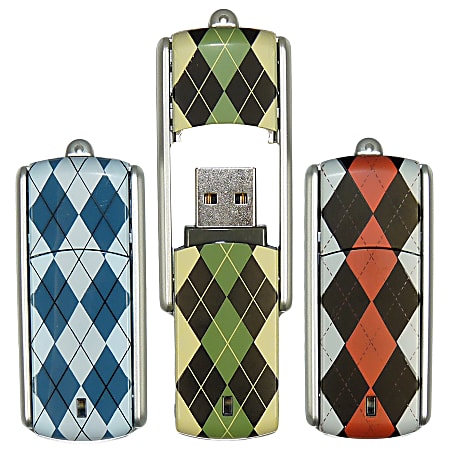 Ativa Flip Top USB Flash Drive With ReadyBoost 4GB Assorted Argyle ...