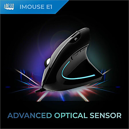 Adesso iMouse E1 USB Illuminated Vertical Ergonomic Optical Mouse ...
