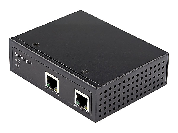 StarTech.com Industrial Single Port Gigabit PoE Extender 60W 802.3bt ...