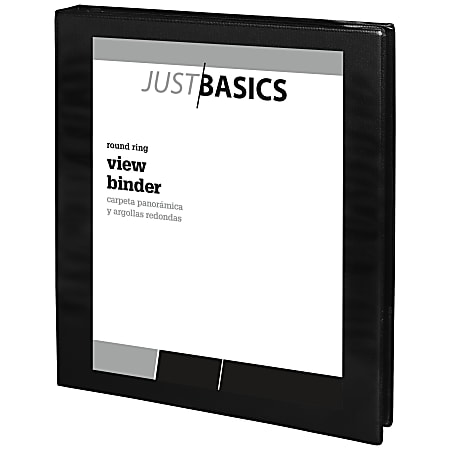 Just Basics View 3 Ring Binder 1 Round Rings Black Pack Of 12 - Office ...