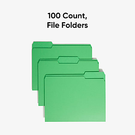 Smead Color File Folders Letter Size 13 Cut Green Box Of 100 12143 ...