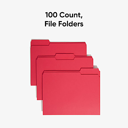 Smead Color File Folders Letter Size 13 Cut Red Box Of 100 12743 ...