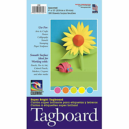 Pacon Colorwave Super Bright Tag Board 9 x 12 Assorted Colors Pack Of ...