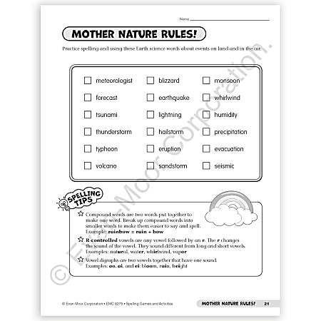 Evan Moor Educational Publishers Spelling Games and Activities Grade 5 ...